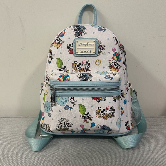 Loungefly | Bags | Loungefly Disney Character Print Backpack White And ...